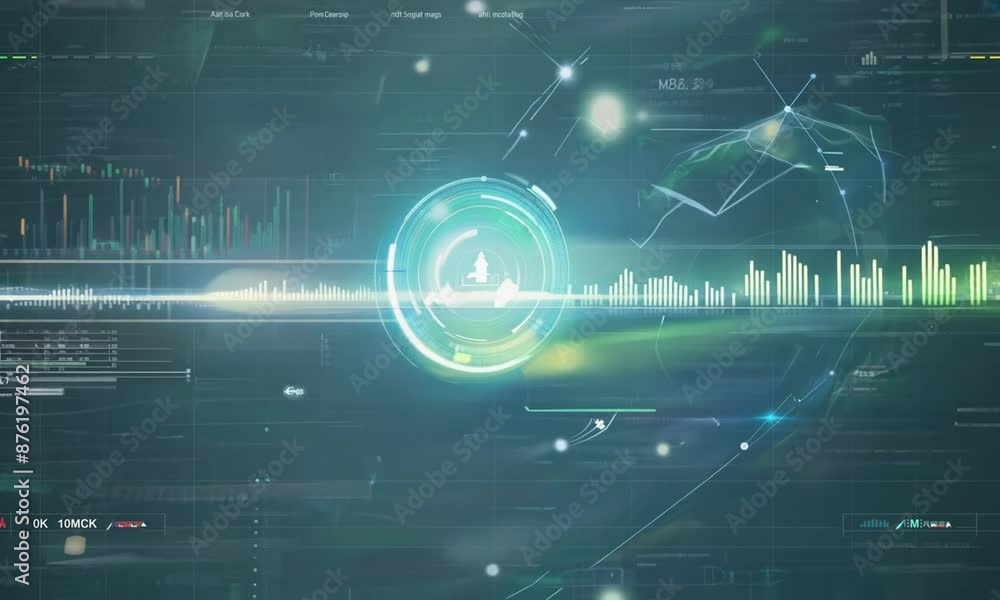 HUD Technology Futuristic Digital Decimal Encoder Data Sampling Simulation Smart Concept. UI ...