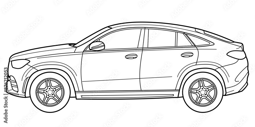 Ivano-Frankivsk, Ukraine - 07 July 2024: Outline drawing of a Mercedes ...