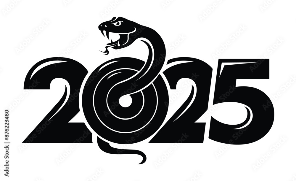 2025 Snake logo design. Chinese New Year 2025. Attacking snake from the ...