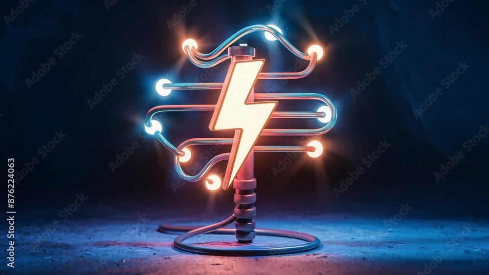 An electrical circuit connected to a grounding rod, with a lightning ...