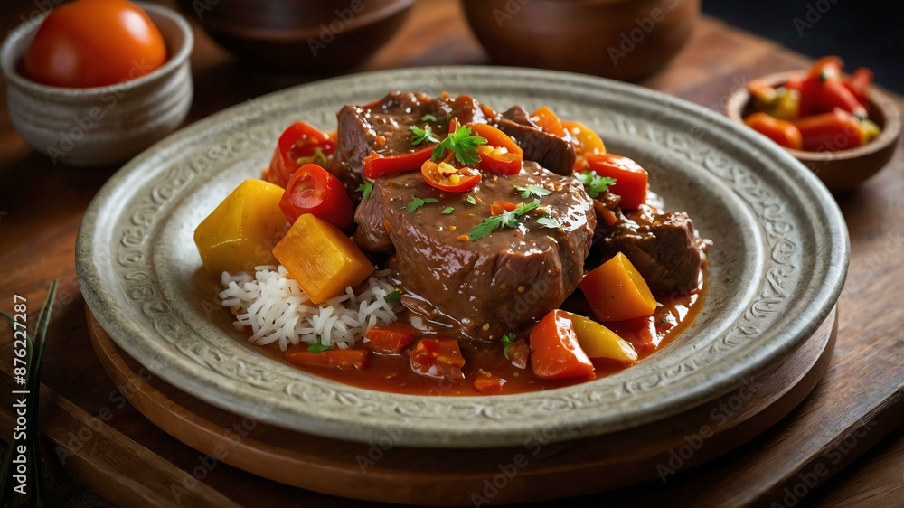lengua estofado ox tongue stewed in tomato sauce with Filipino dish ...