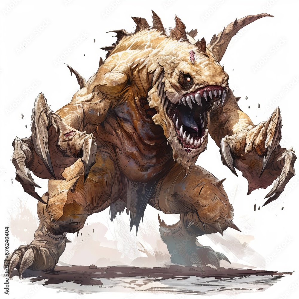 Monstrous Flesh Golem with a Cracked Exoskeleton and Glowing Red Eyes ...