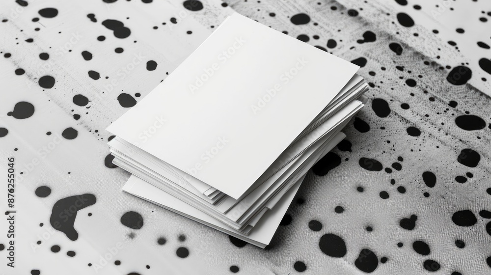 Blank papers stacked on a spotted backdrop Stock Photo | Adobe Stock