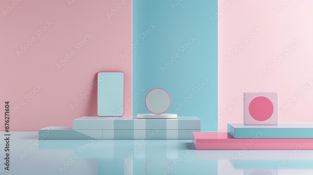 modern pastel floor and wall backdrop with sleek lines and minimalistic ...