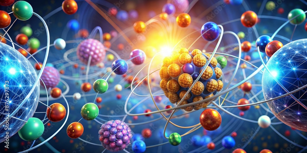 Atomic Dance A 3D Render of a Vibrant and Complex Atomic Structure ...