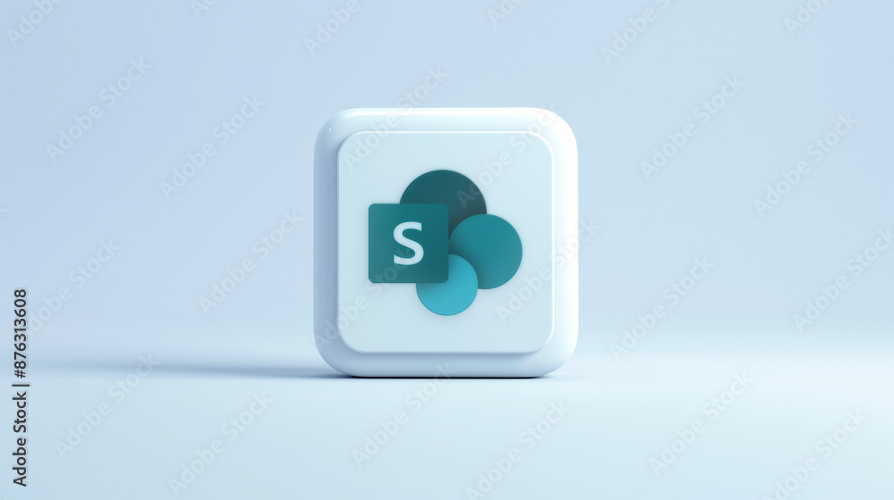 Microsoft SharePoint app 3d icon on a pale blue background Stock ...