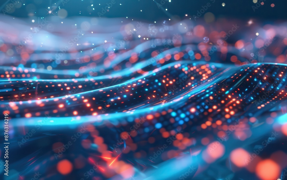 A futuristic background with flowing streams of code morphing into ...