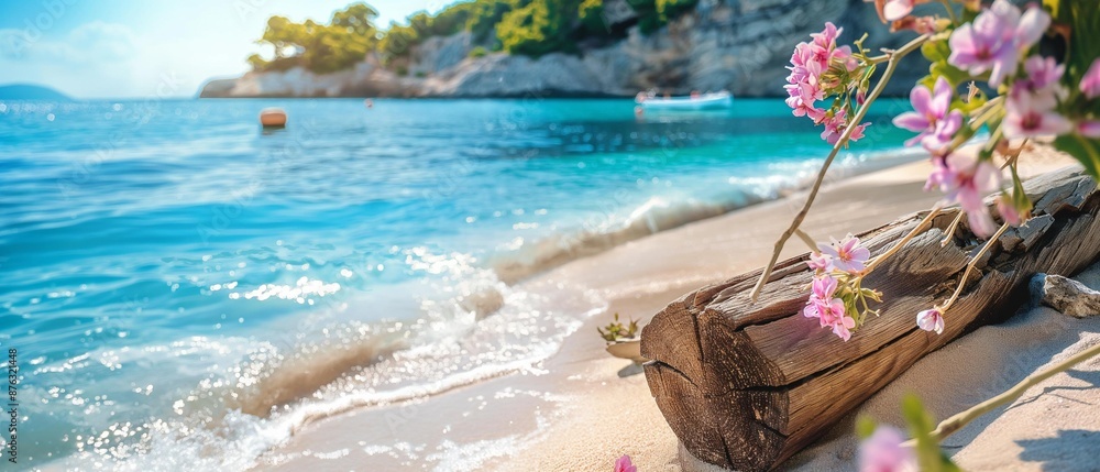 AI generator image of marine ecotourism A famous island with a ...