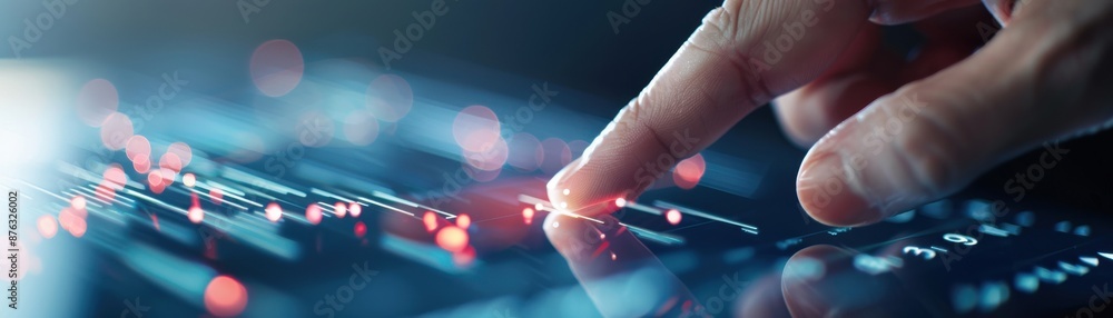 Business hand pointing to a red highlighted section on a chart ...