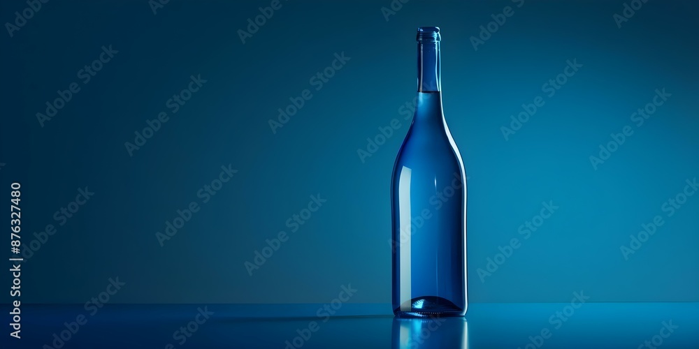 Artistic navy bluelit wine bottle captures sommeliers selection with ...
