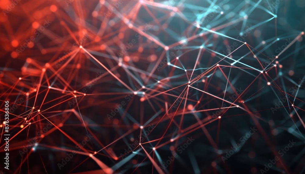 Complex abstract technology background, intricate network of lines and ...