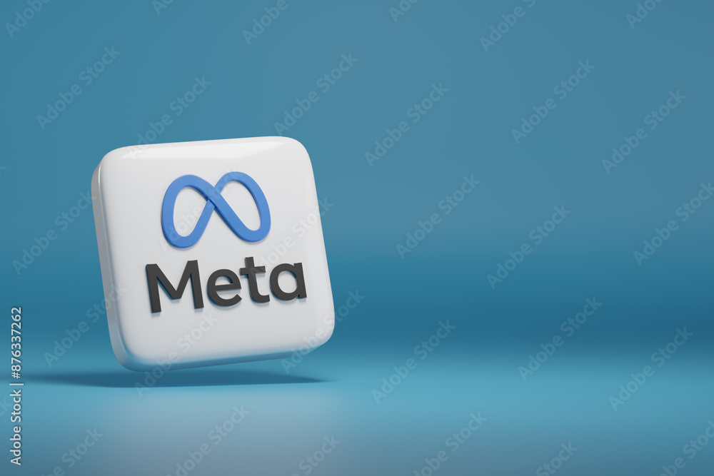 Buenos Aires, Argentina; June 29th 2024: Meta logo in three dimensions ...