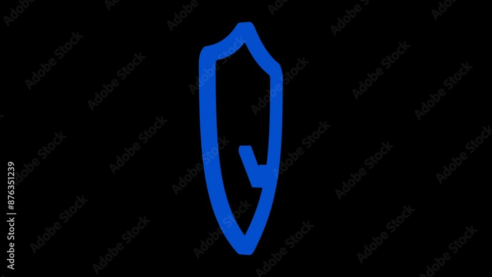 animated shield and check mark with blue color, 3d stoke shield and ...