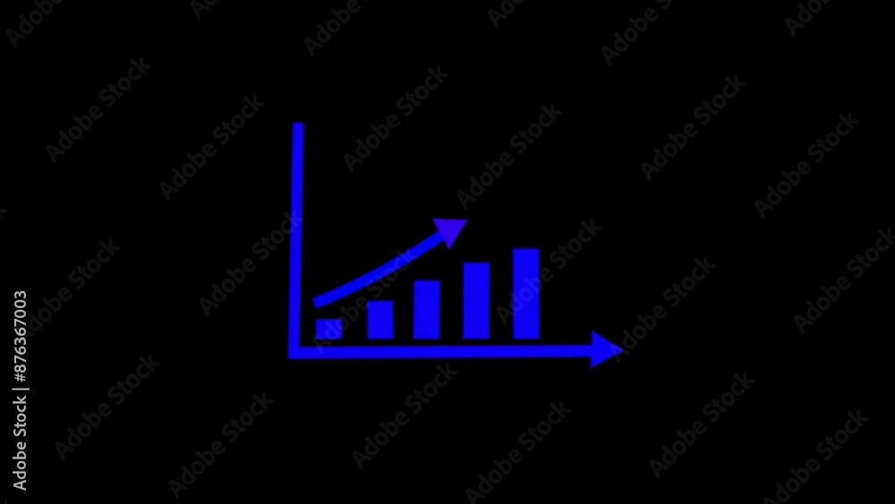 Growing diagram graph motion graphics animation blue color with black ...