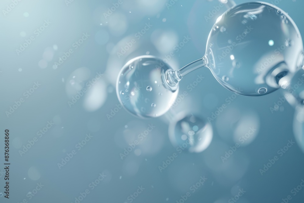 A close-up of a water molecule with two hydrogen atoms orbiting a ...