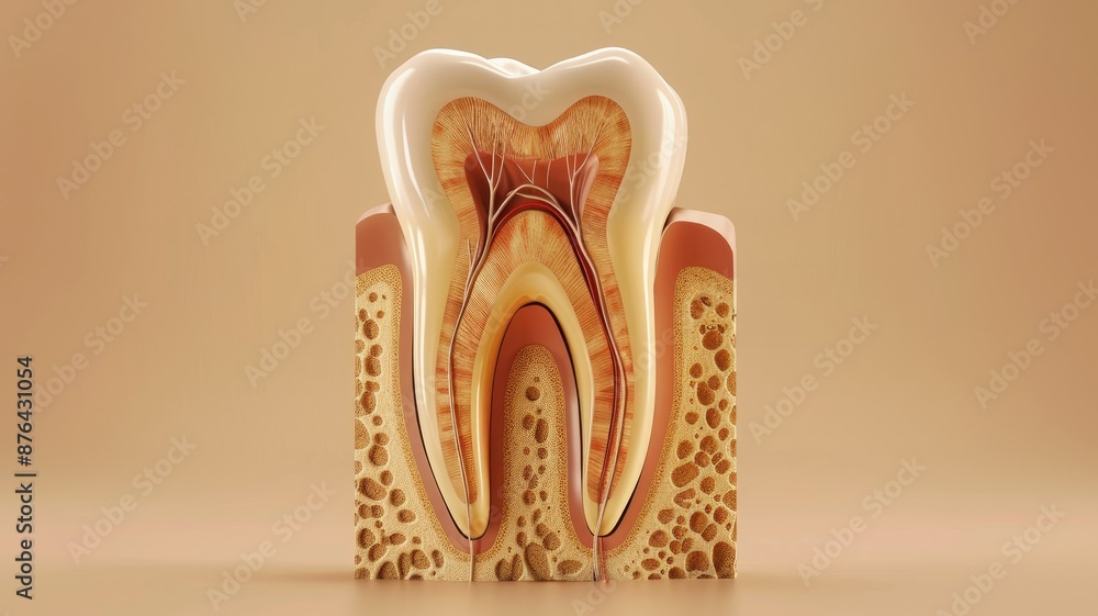 Cross-section of a tooth - A detailed cross-section of a human tooth ...