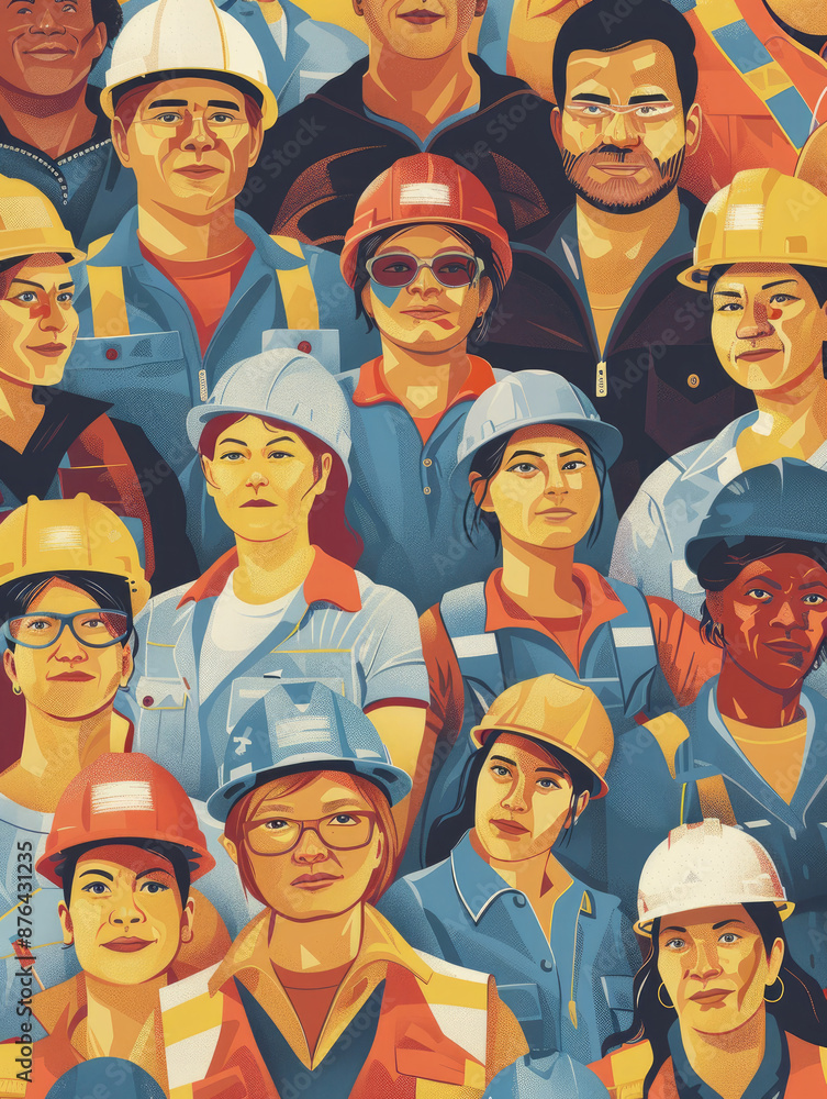 Diverse Group of Construction Workers in Hard Hats - A diverse group of ...