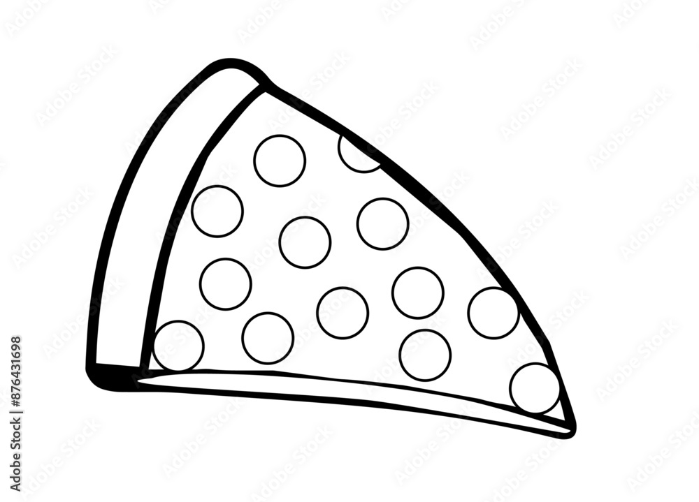 Pepperoni pizza slice, simple coloring page, vector illustration. Stock ...