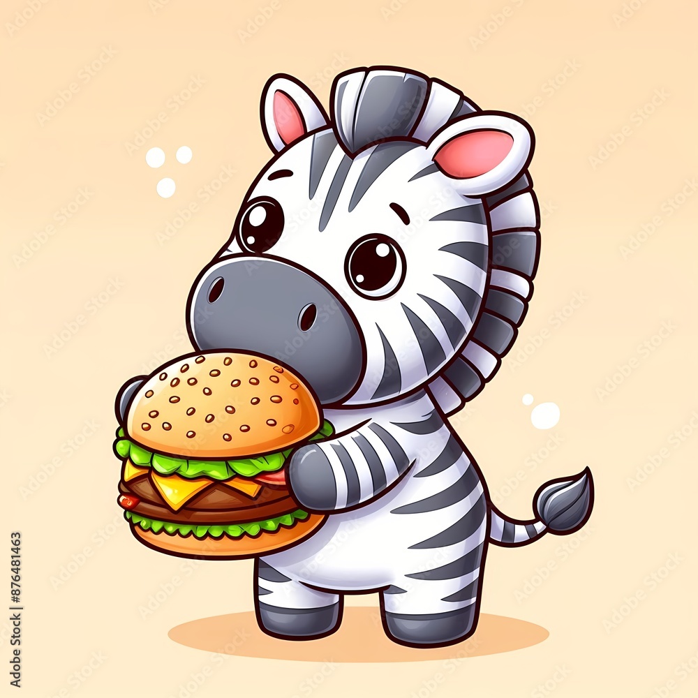 Cute zebra Eating Burger Cartoon Vector Illustration Stock Illustration ...