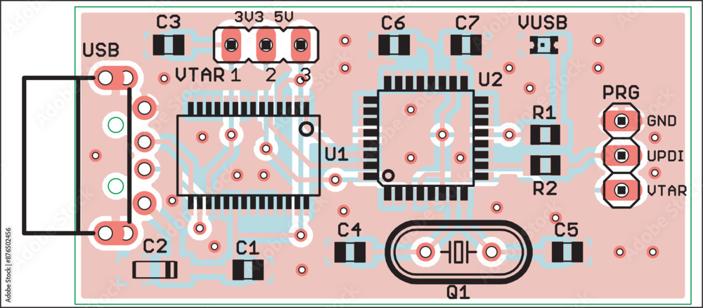 Placement of components of radio elements (contact pads and seats) on ...