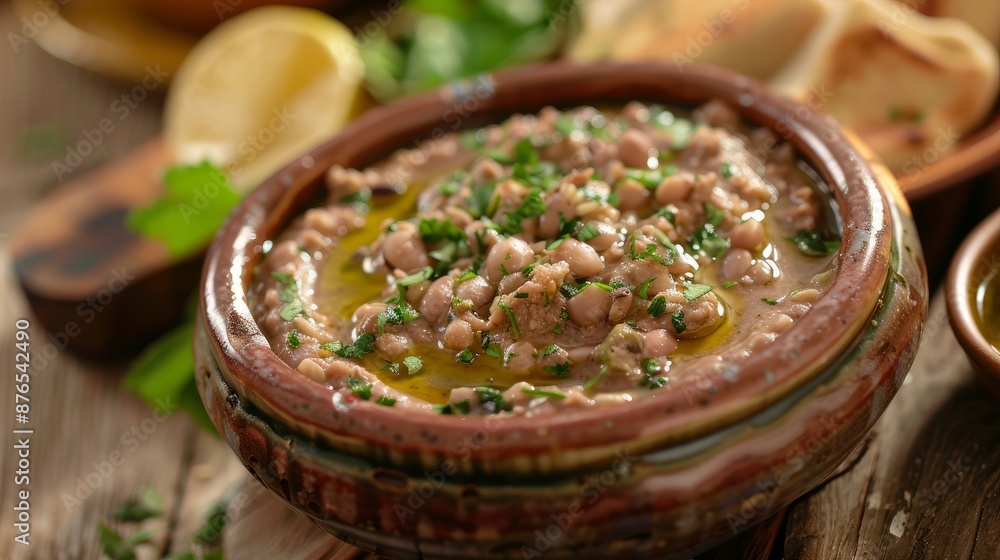 Foul Medames, a popular Middle Eastern dish, is a dip made with fava ...