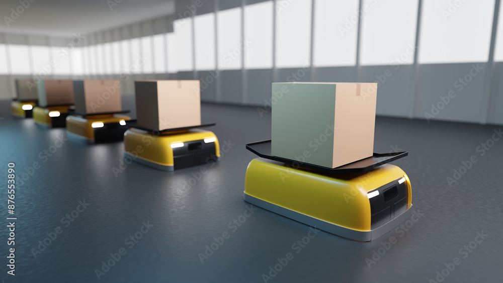 Foto de Automated guided vehicles. Fulfillment robots. Autonomous ... Foto de Automated guided vehicles. Fulfillment robots. Autonomous ...
