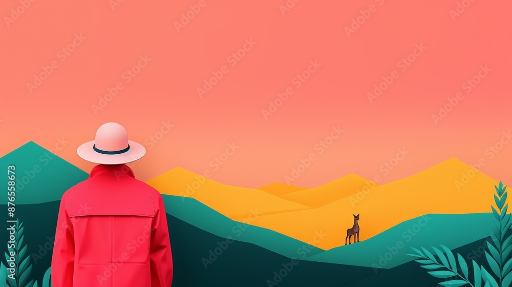 Wildlife protection represented by a ranger guarding endangered species ...