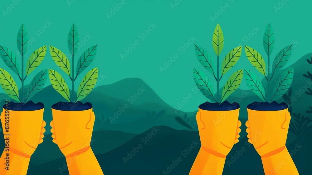 ภาพประกอบสต็อก Habitat restoration depicted by conservationists ...