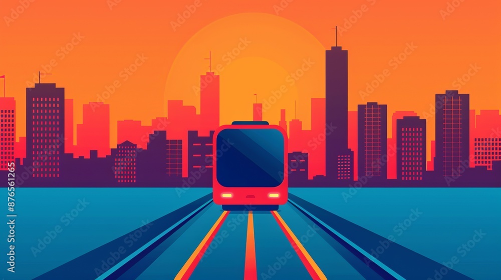 Public transit systems depicted by efficient, modern trains and buses ...