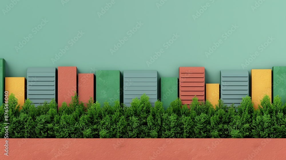 Conceptual art of nature-based solutions like green roofs and urban ...