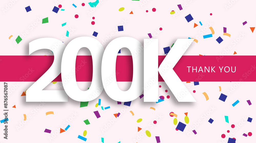 200k followers Or Subscrbers celebration. with modern luxury figures ...