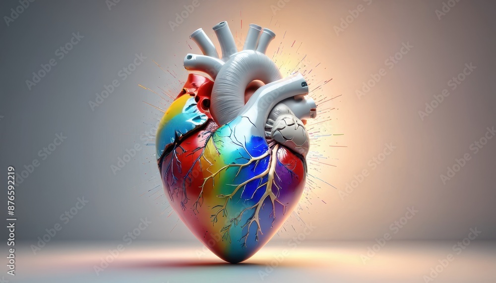 Colorful Human Heart Anatomy. Stock Illustration | Adobe Stock