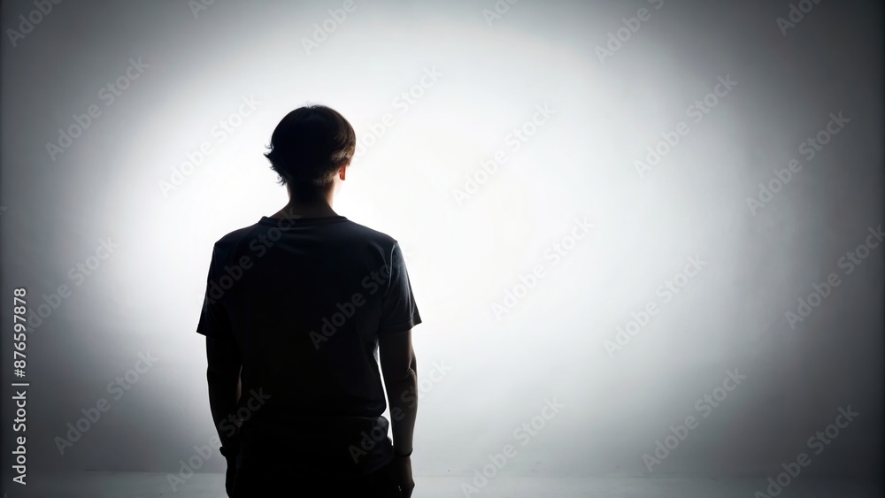 beautiful silhouette of person is set against white background ...