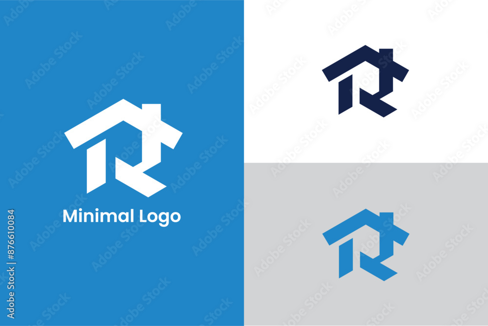 initial letter R home icon modern real estate logo, letter R house ...