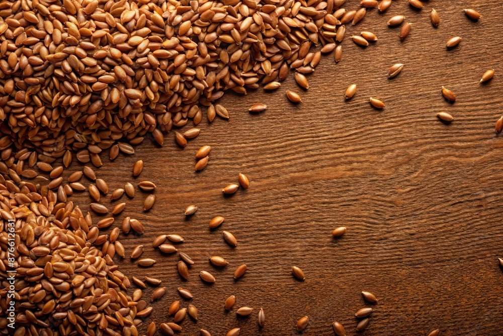 Linseed or flaxseed background brown flax seeds Flat lay copy space, flax, space, flaxseed ...