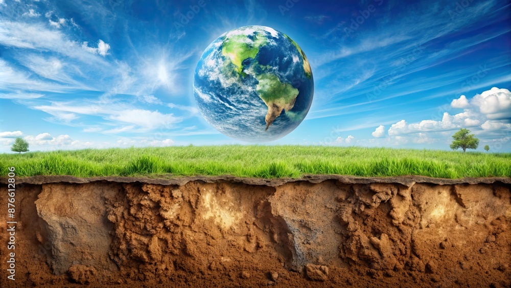 Eroding soil subsoil and bedrock underground soil layer of cross ...