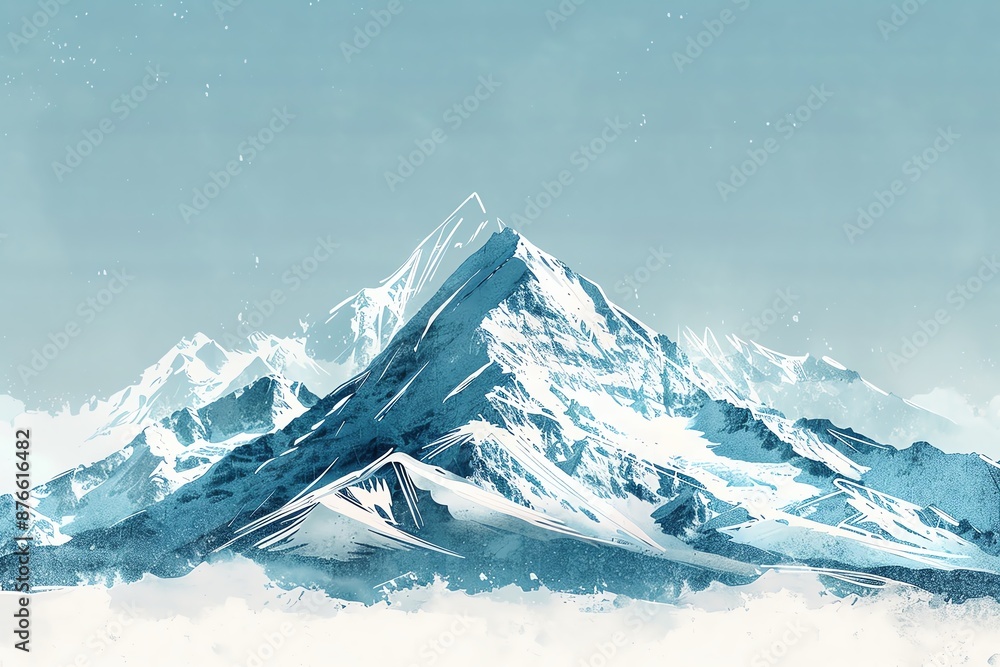 snow mountain vector flat design side view arctic wilderness theme ...
