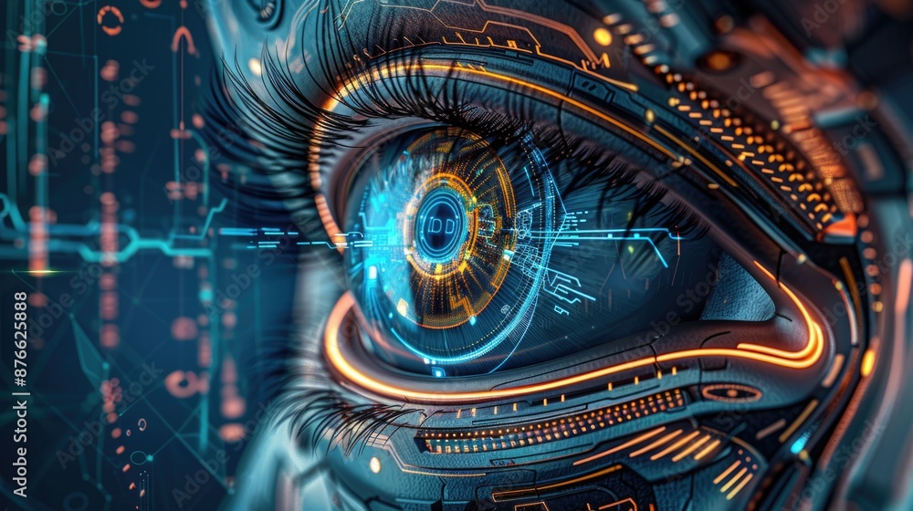 Human android cyborg eye futuristic control protection personal ...