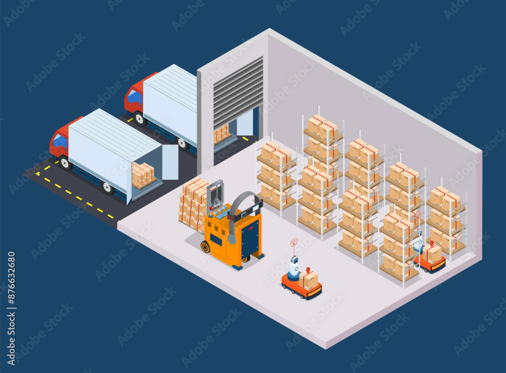 Automated warehouse robotic and autonomous robot transportation service concept with Automated ...