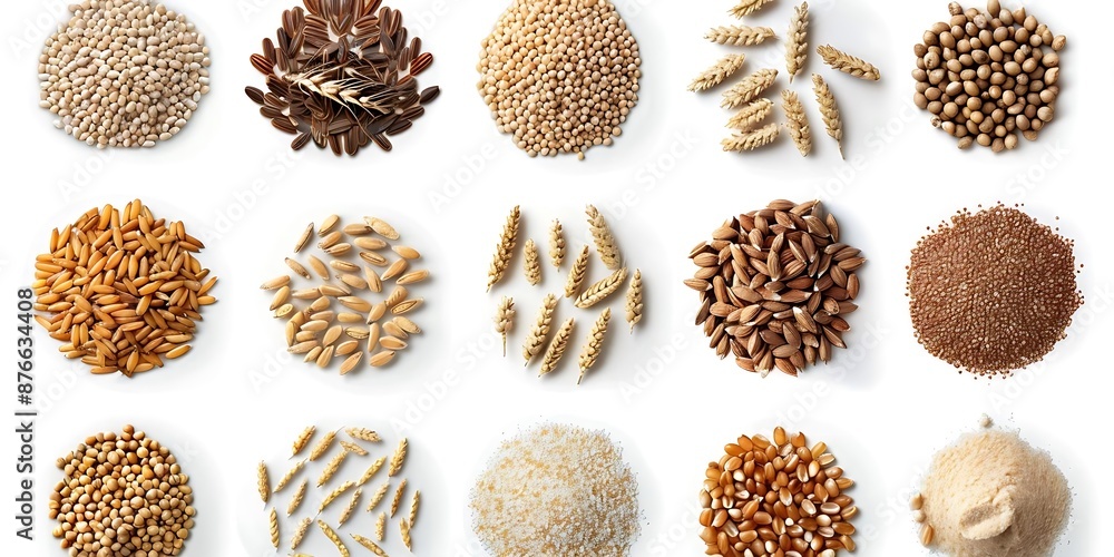 Collection of Different Types of Grains, Seeds, and Wheat Spikes ...