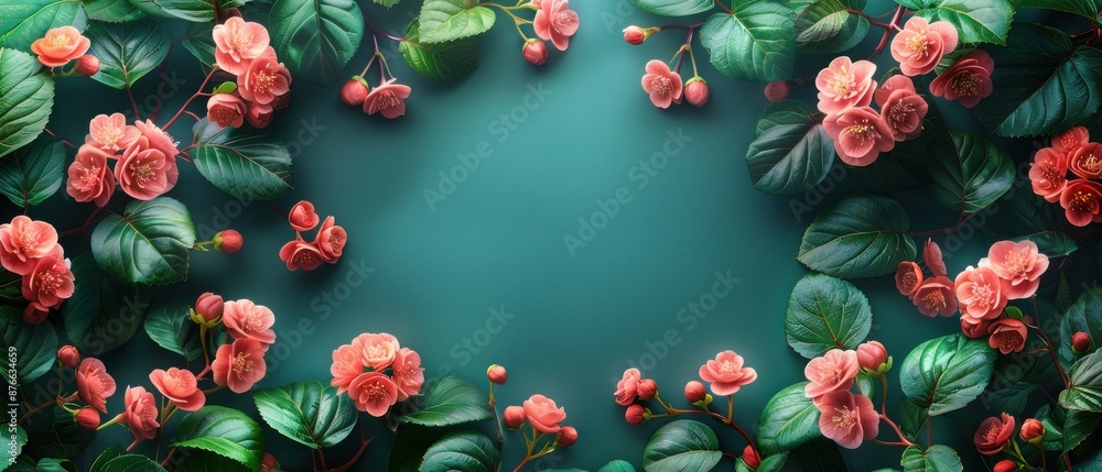 Begonia background. Soft Begonia flowers stand out against a textured ...