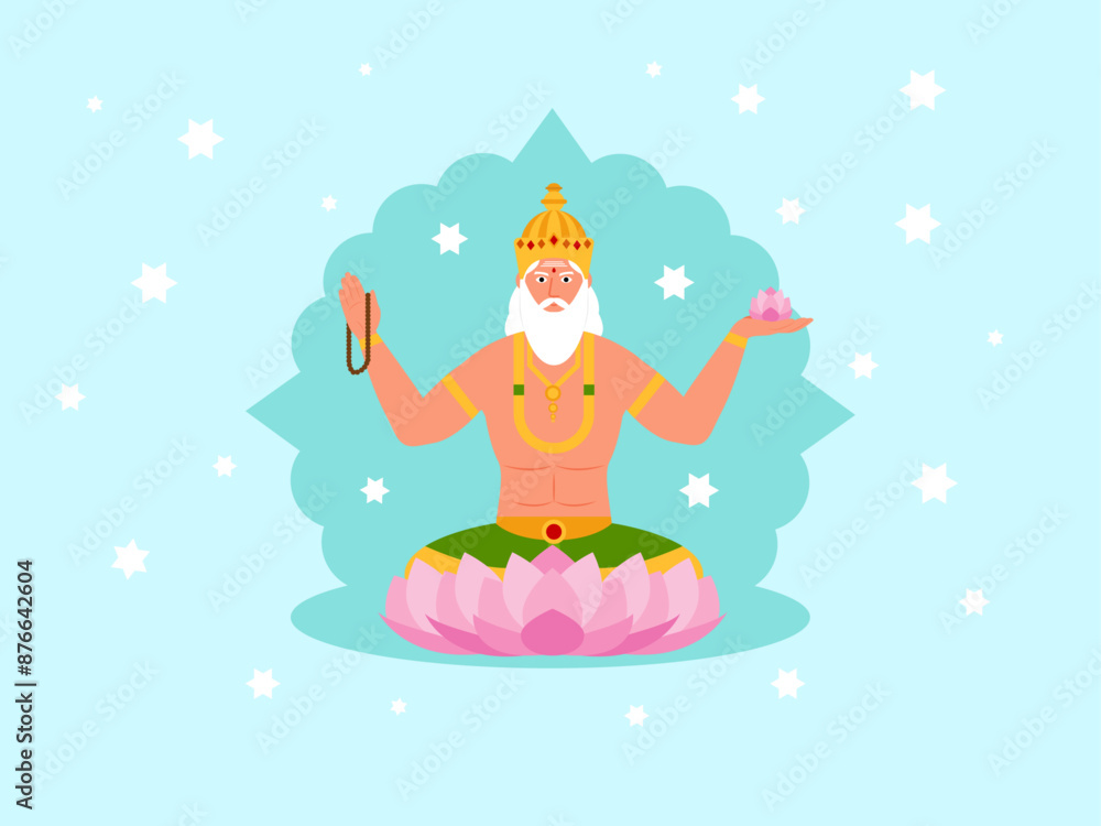 Brahma indian God. India vector illustration Stock Vector | Adobe Stock