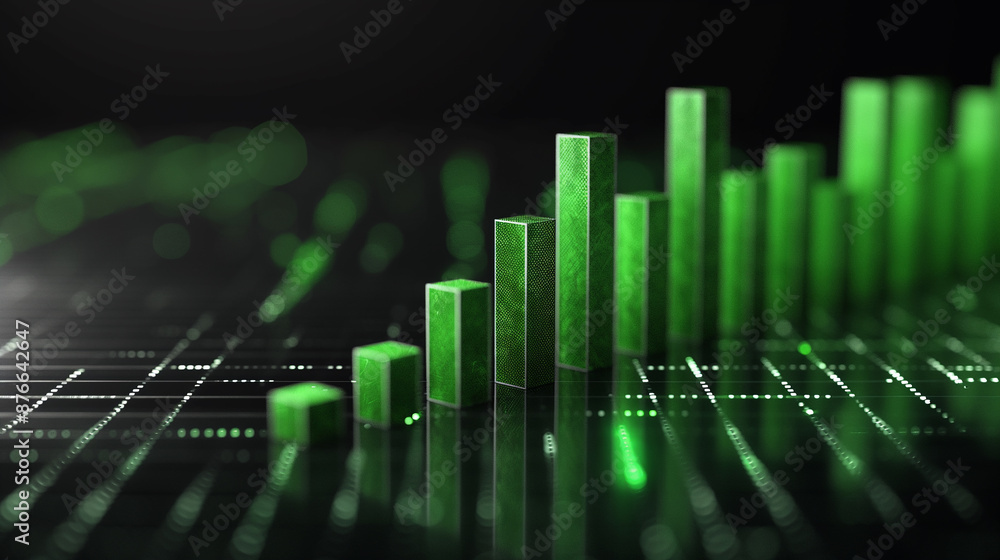 Green stock market graph showing growth on a grid background Stock ...