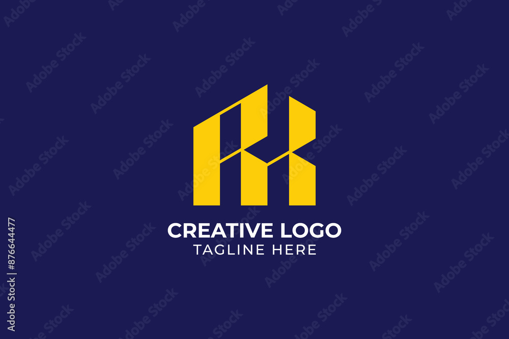 letter RH RK AH buildings icon minimal building office line logo ...