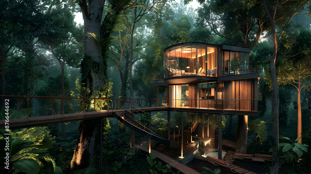 Forest Sanctuary: Eco-Friendly Treehouse with Glass Walls, Canopy ...