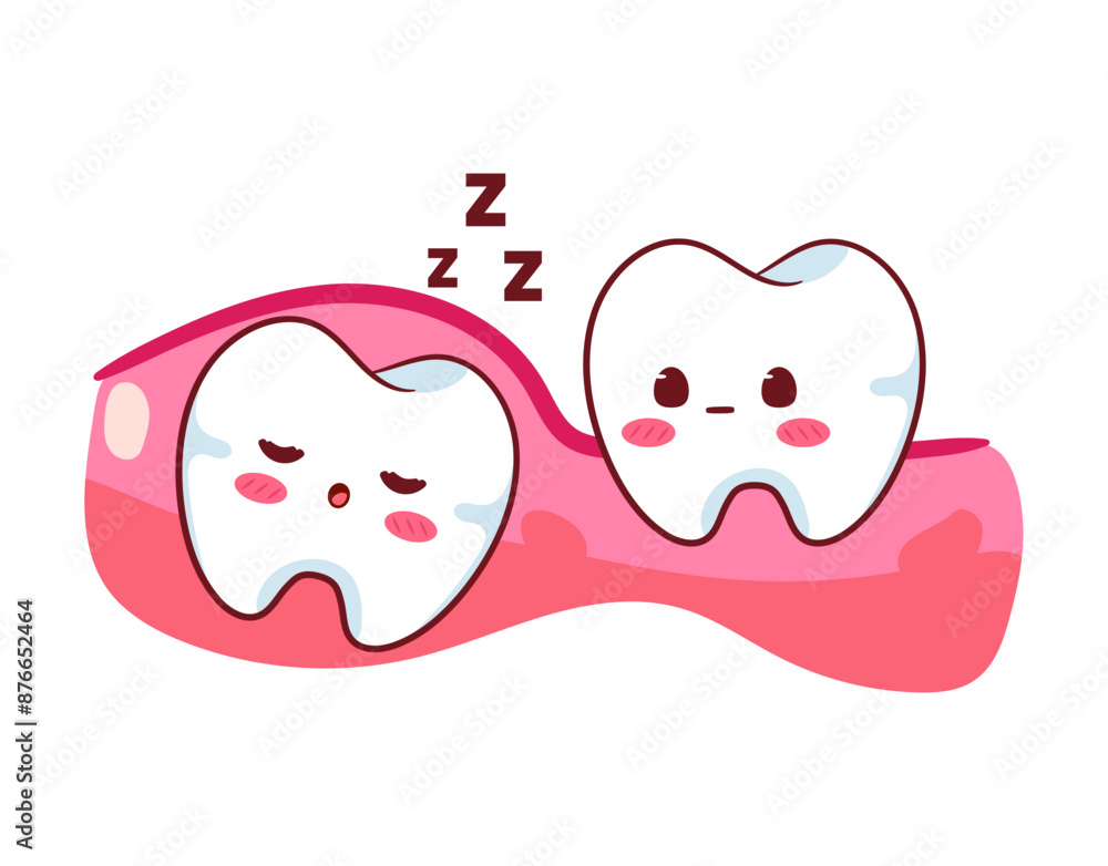 Cute impaction Tooth Cartoon Vector Character. Education Human Organ ...