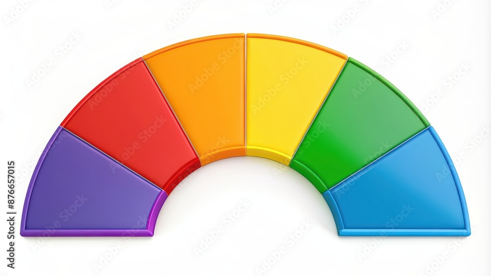 Colorful semicircle diagram with 5 step positions, infographic, circle ...