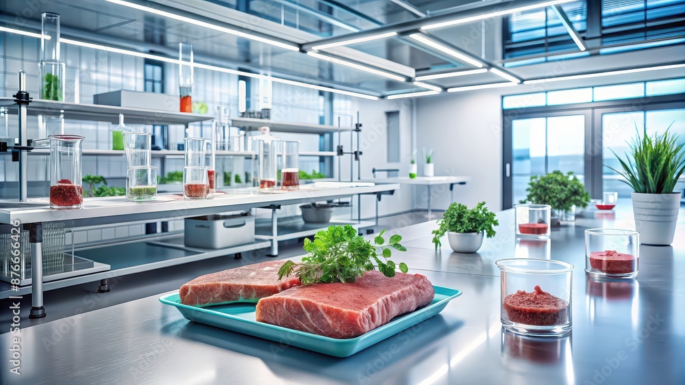 High-tech lab creating lab-grown meat in a sustainable way, lab-grown ...