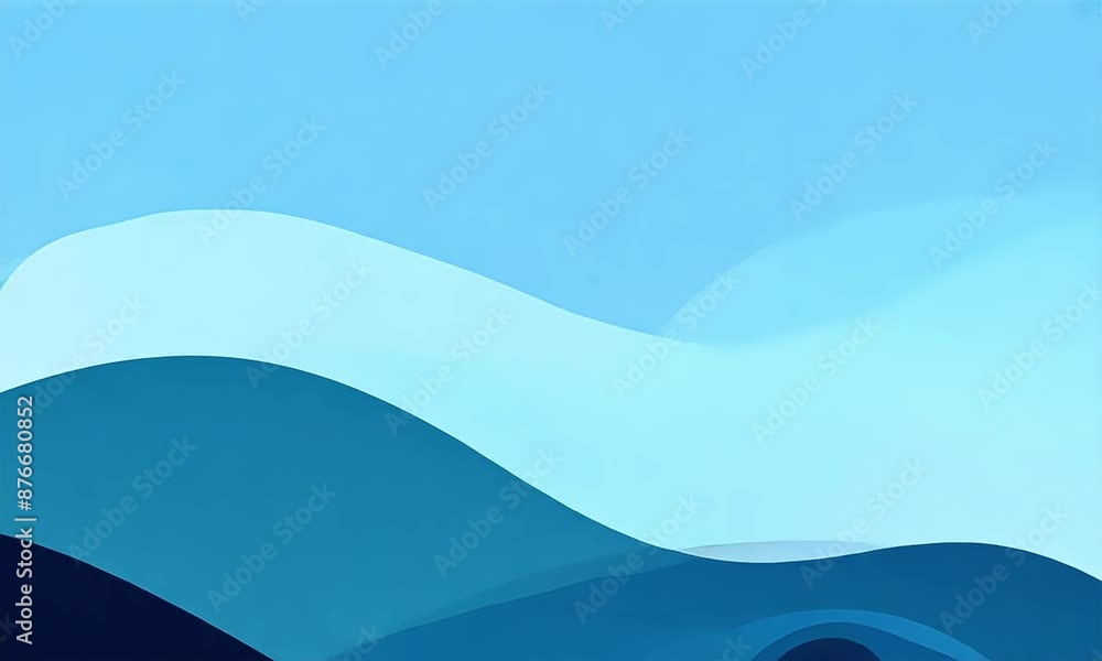 Looped animation blue curves and the waves of the sea range from soft ...