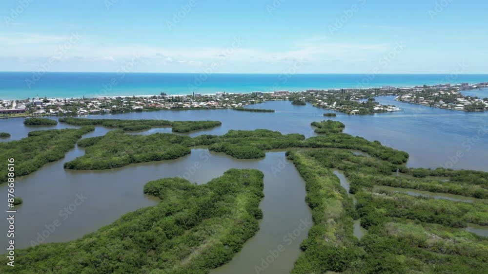 Flying over Thousand Islands Conservation Area in the Indian River ...